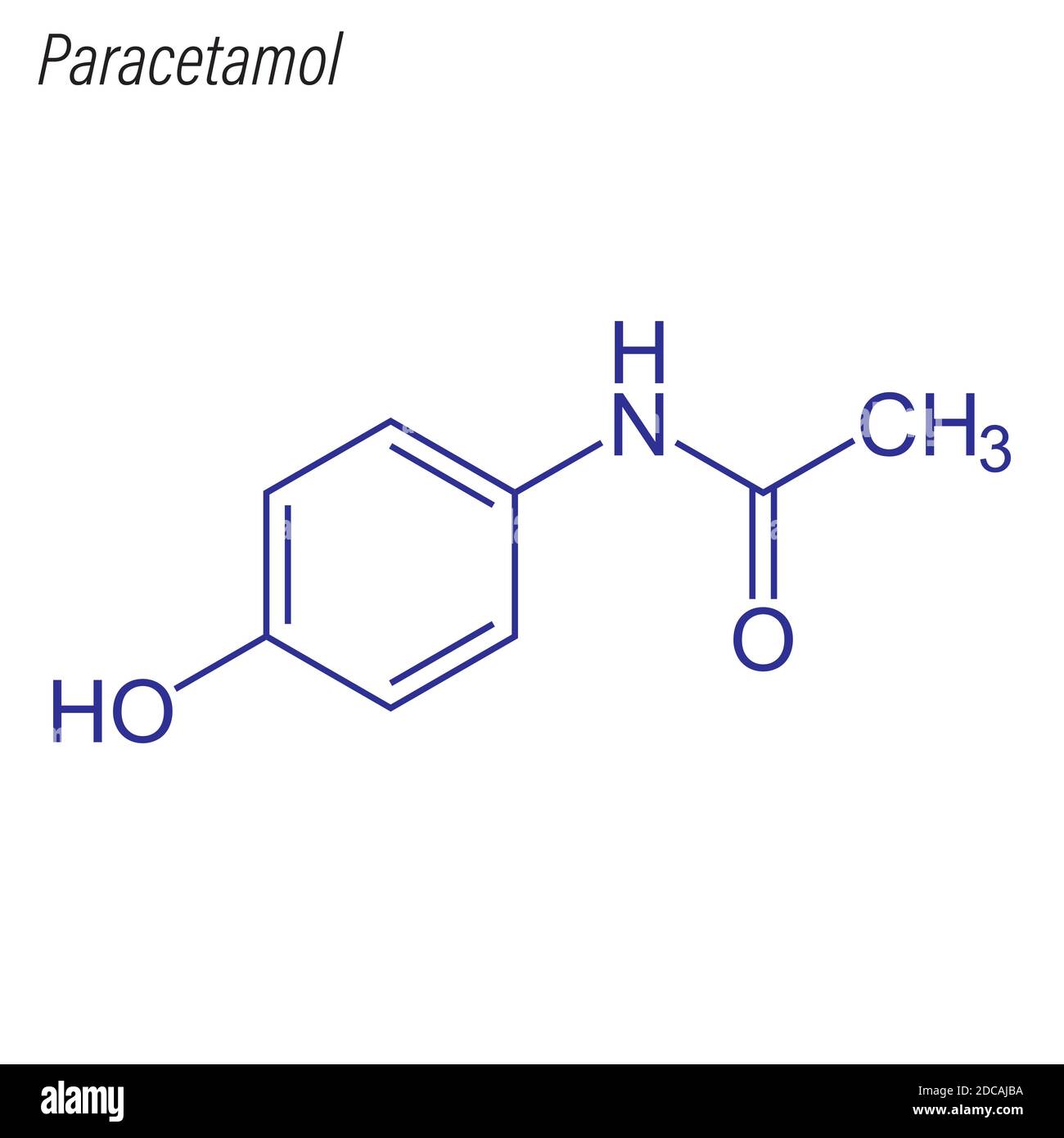 Skeletal formula of Paracetamol. Drug chemical molecule Stock Vector ...