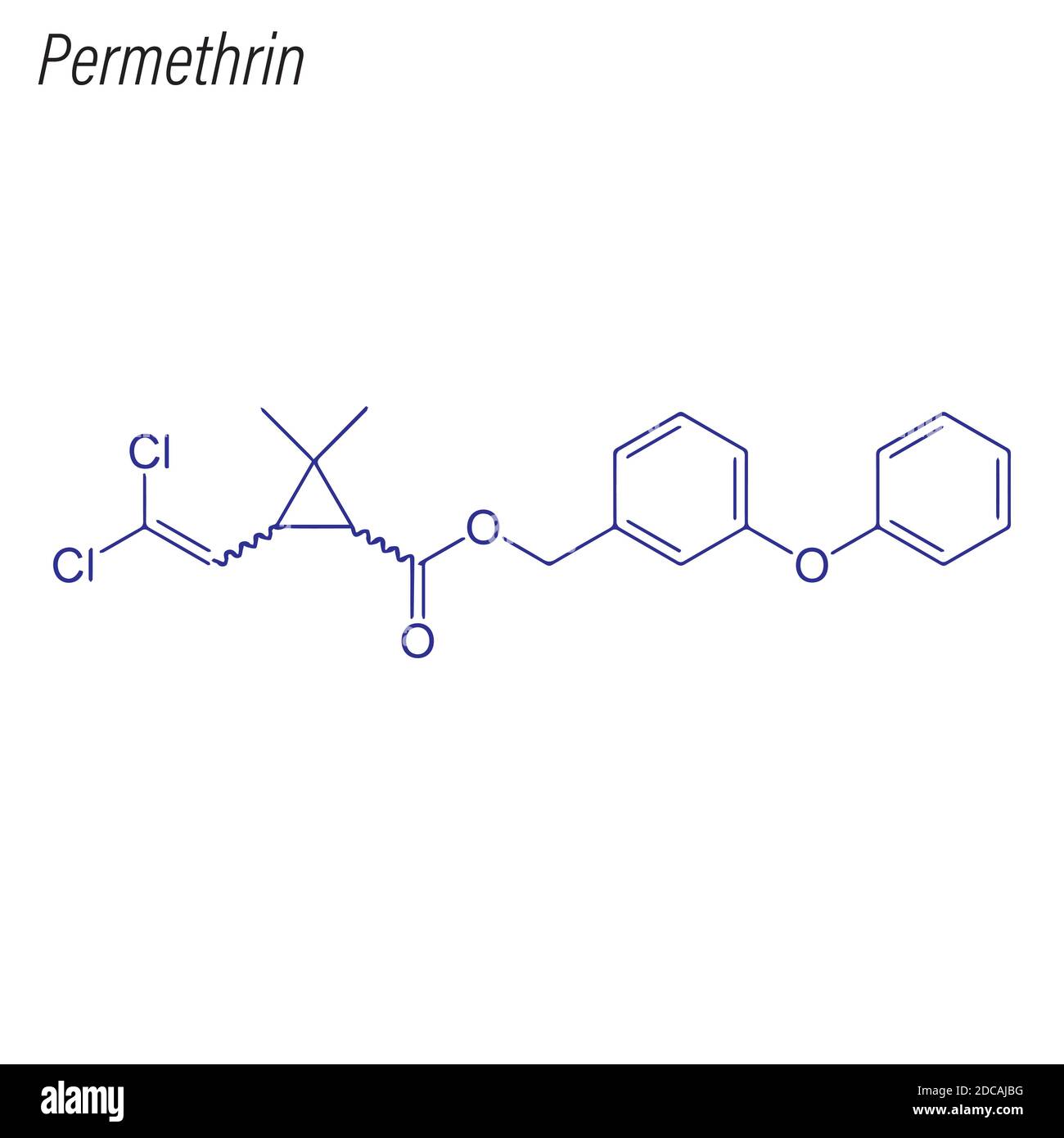 Skeletal formula of Permethrin. Drug chemical molecule Stock Vector ...
