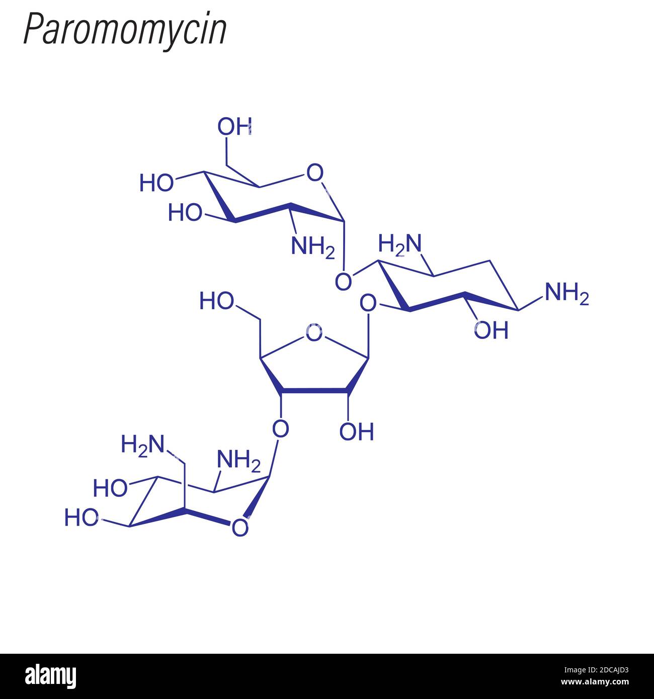 Skeletal formula of Paromomycin. Drug chemical molecule Stock Vector ...