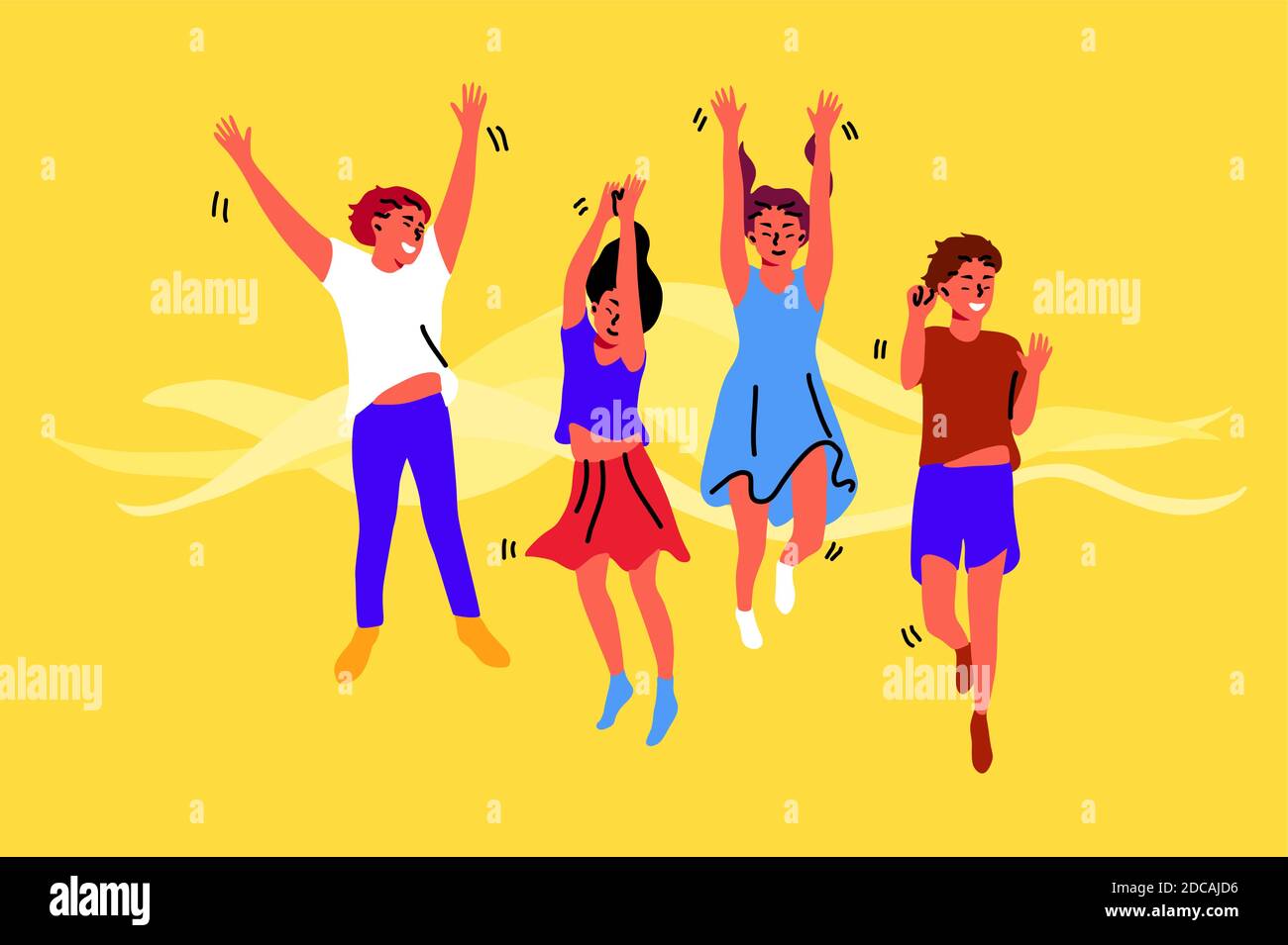 Celebration, friendship, happiness concept. Group young cheerful happy ...