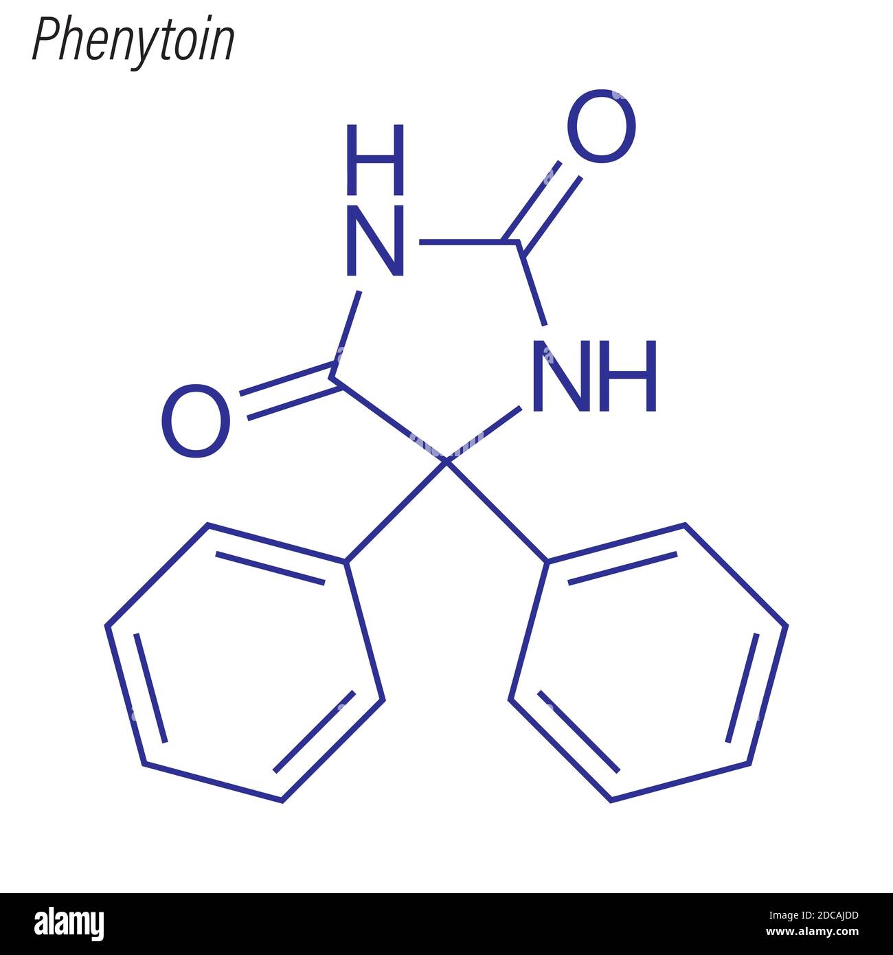 Skeletal formula of Phenytoin. Drug chemical molecule Stock Vector ...