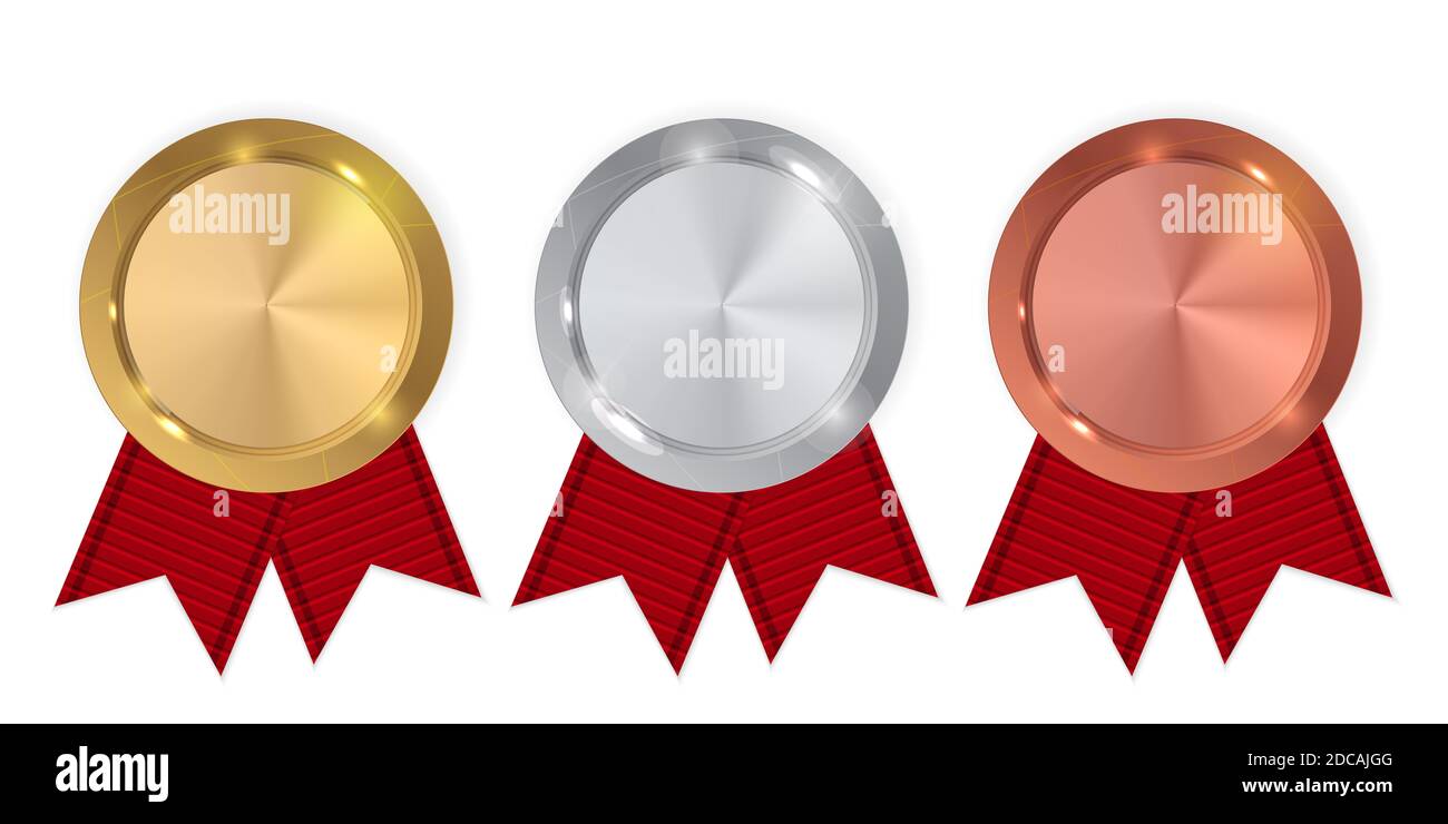 Champion Gold, Silver and Bronze Medal. Icon Sign of First, Second and ...