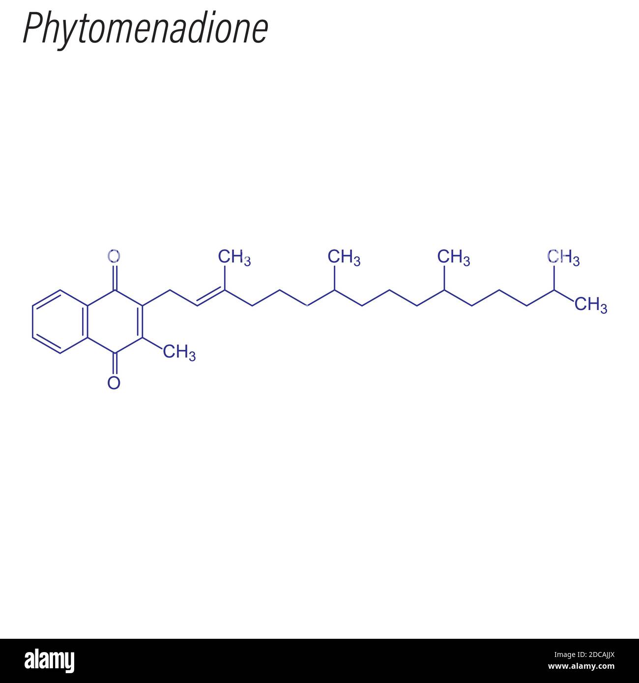 Skeletal formula of Phytomenadione. Drug chemical molecule Stock Vector ...
