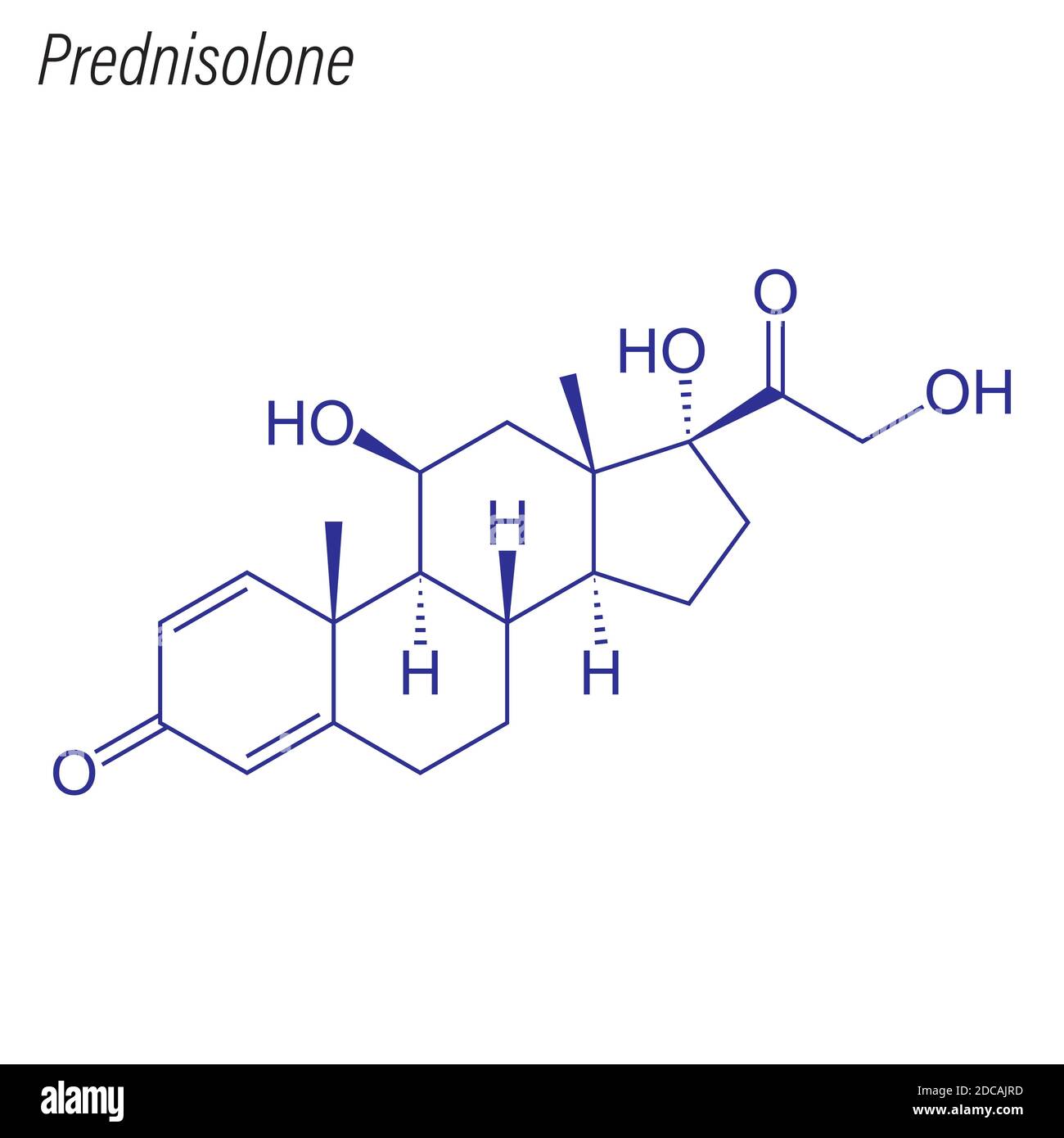 Skeletal formula of Prednisolone. Drug chemical molecule Stock Vector ...