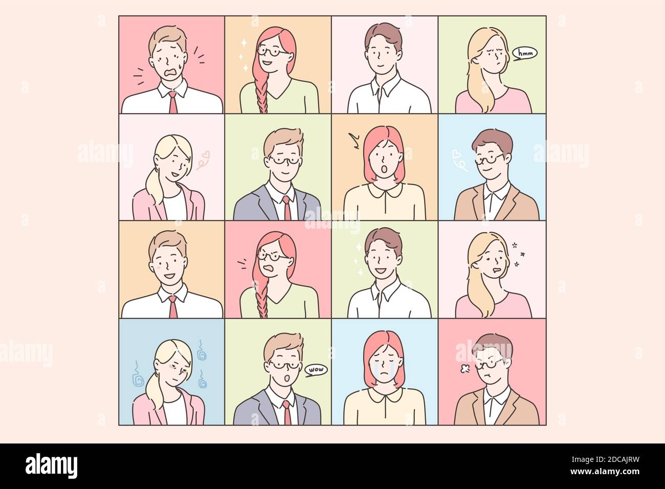 Business people emotions and facial expressions set concept. Collection ...