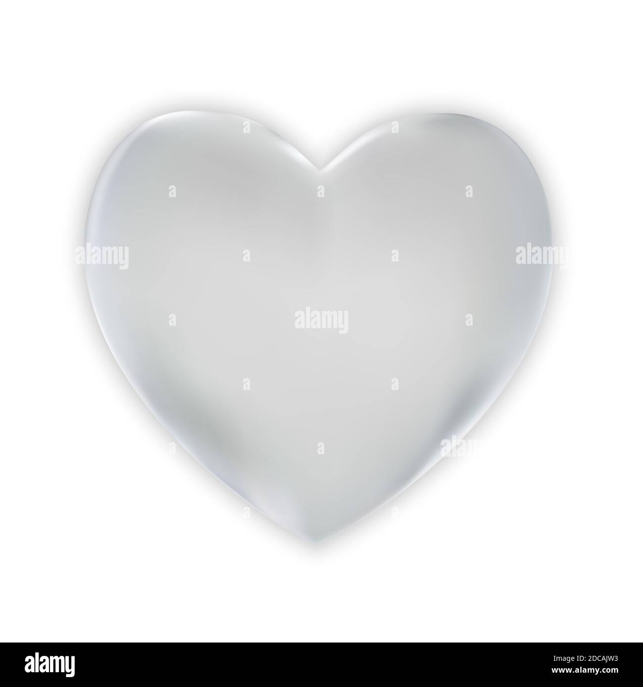 Naturalistic colorful 3D silver heart on a white background ...