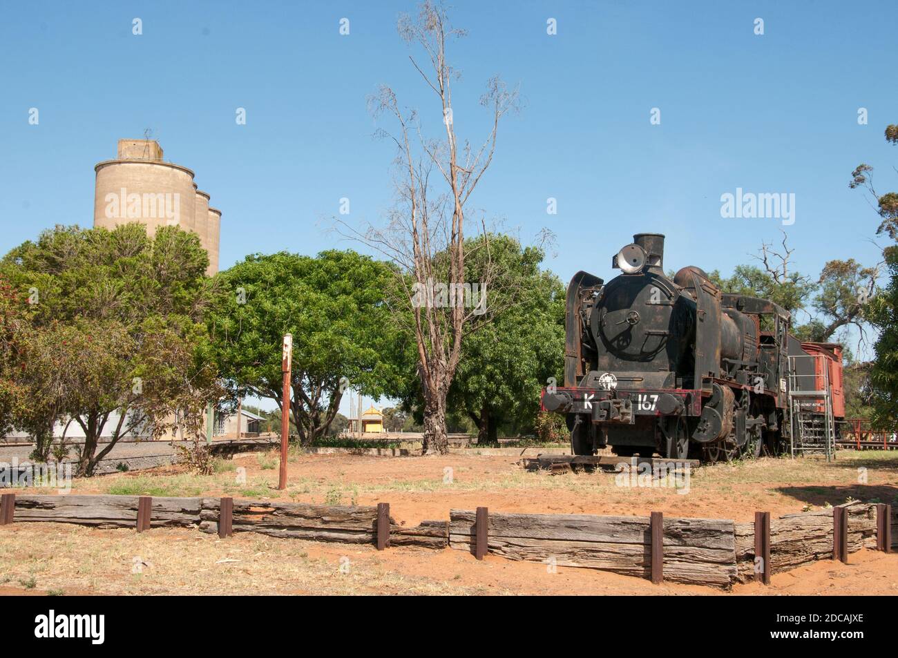 Historic locomotive at Wycheproof, Victoria, where grain trains run ...