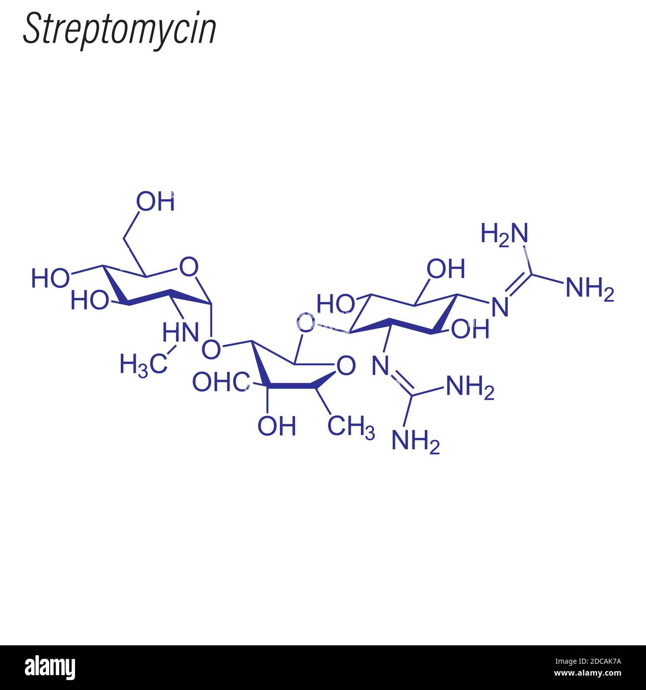 Skeletal formula of Streptomycin. Drug chemical molecule Stock Vector ...