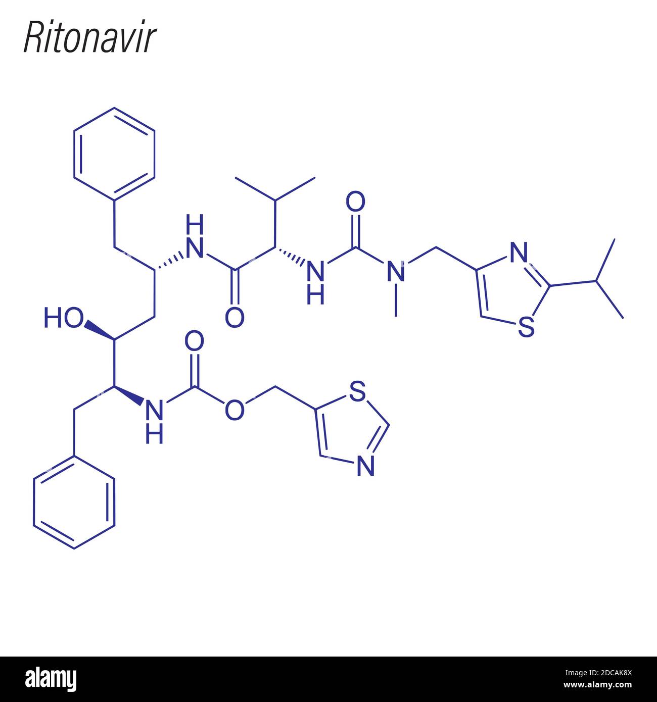 Skeletal formula of Ritonavir. Drug chemical molecule Stock Vector ...