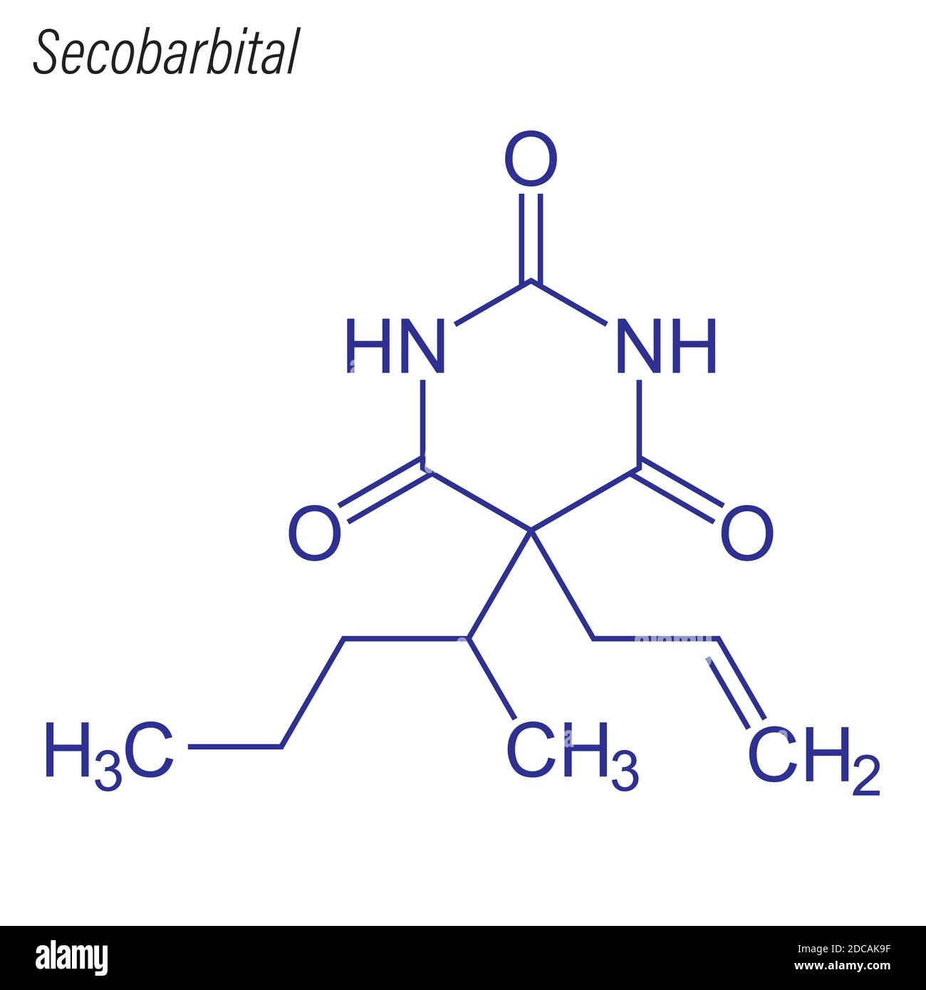 Skeletal formula of Secobarbital. Drug chemical molecule Stock Vector ...