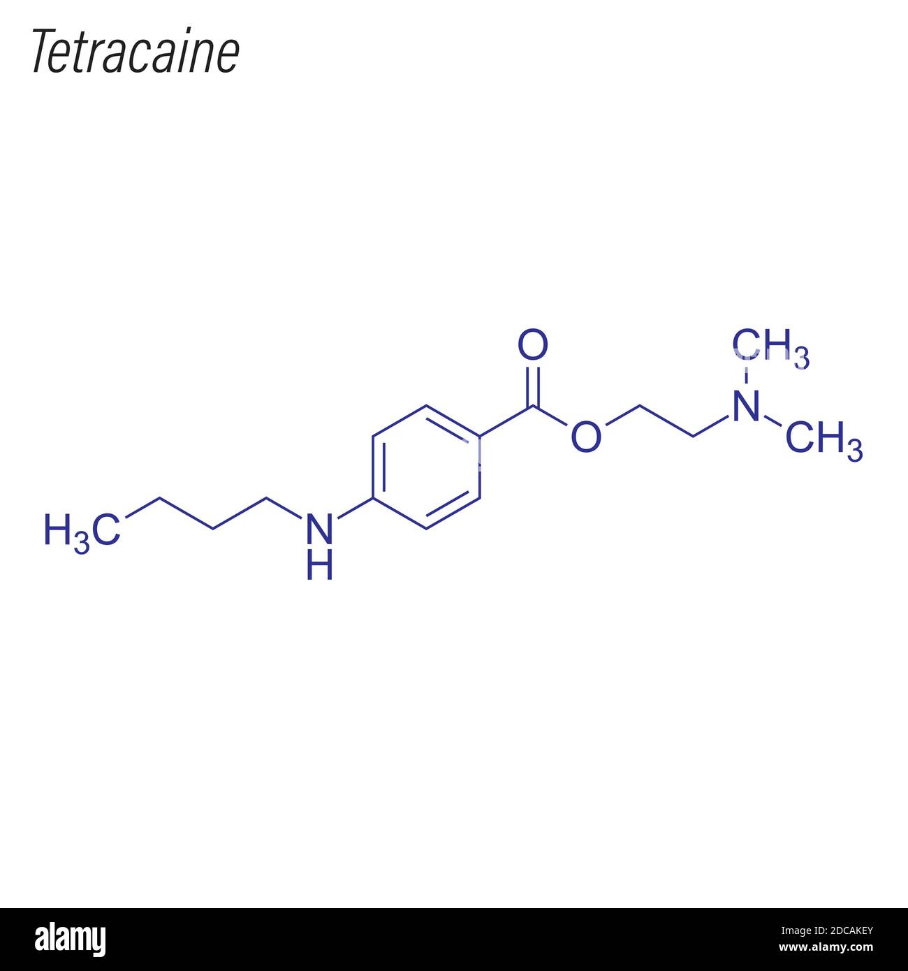 Skeletal formula of Tetracaine. Drug chemical molecule Stock Vector ...