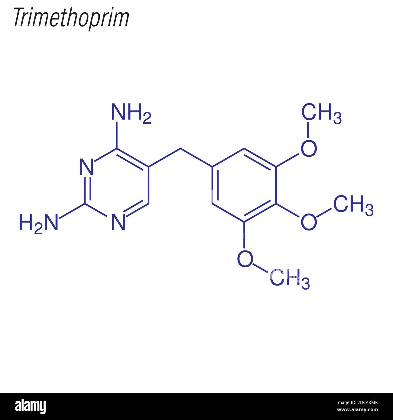 Skeletal formula of Trimethoprim. Drug chemical molecule Stock Vector ...