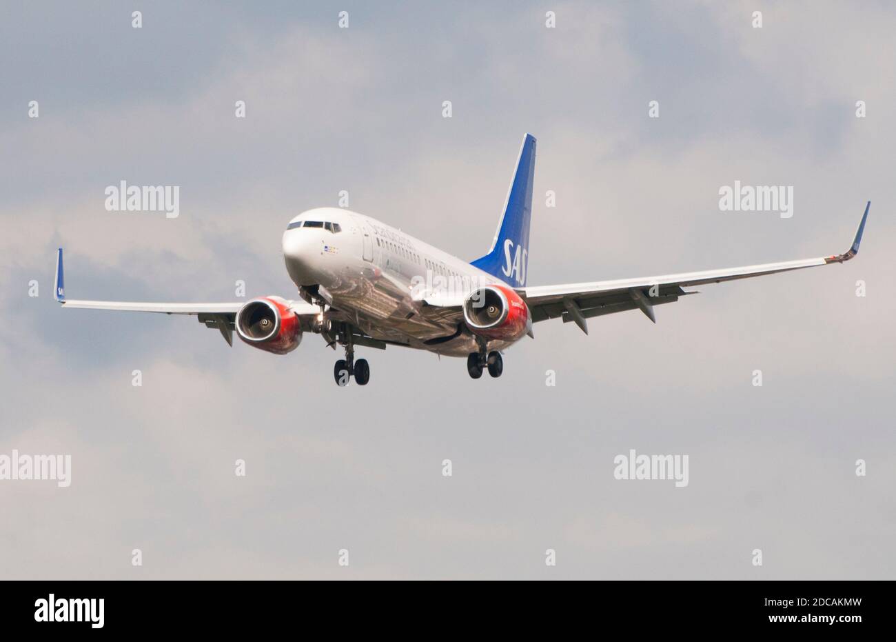 London, UK - August 06, 2013 - A Scandinavian Airlines Boeing 737 land ...