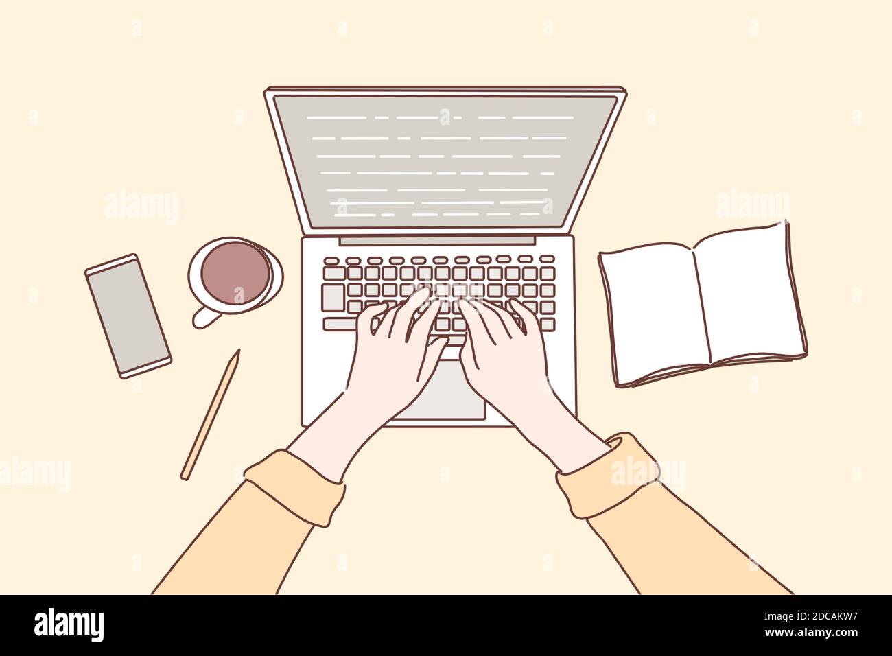 Distance training, elearning education concept. Human freelancer ...