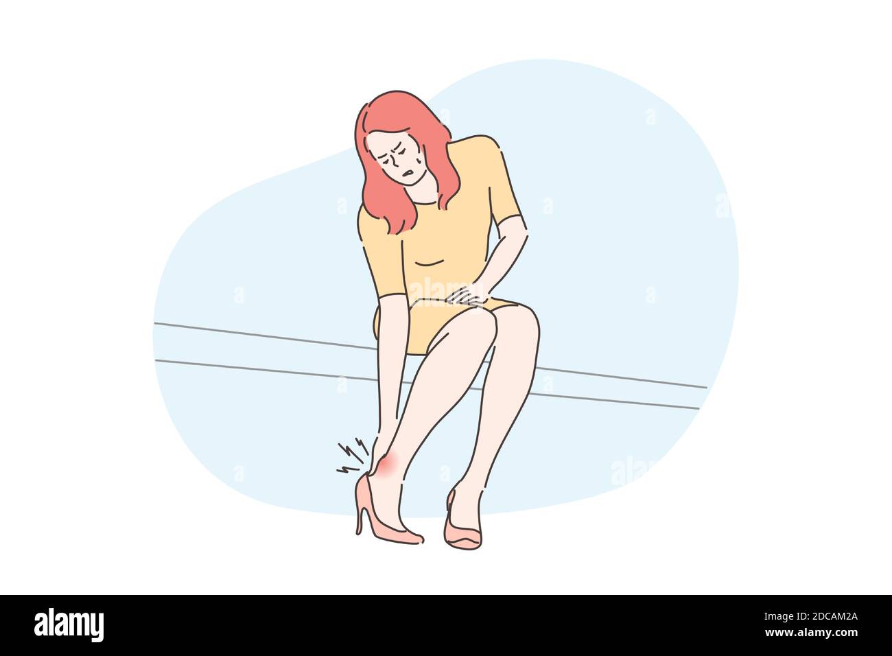 Pain, business, health, care, desease concept. Young unhappy ...