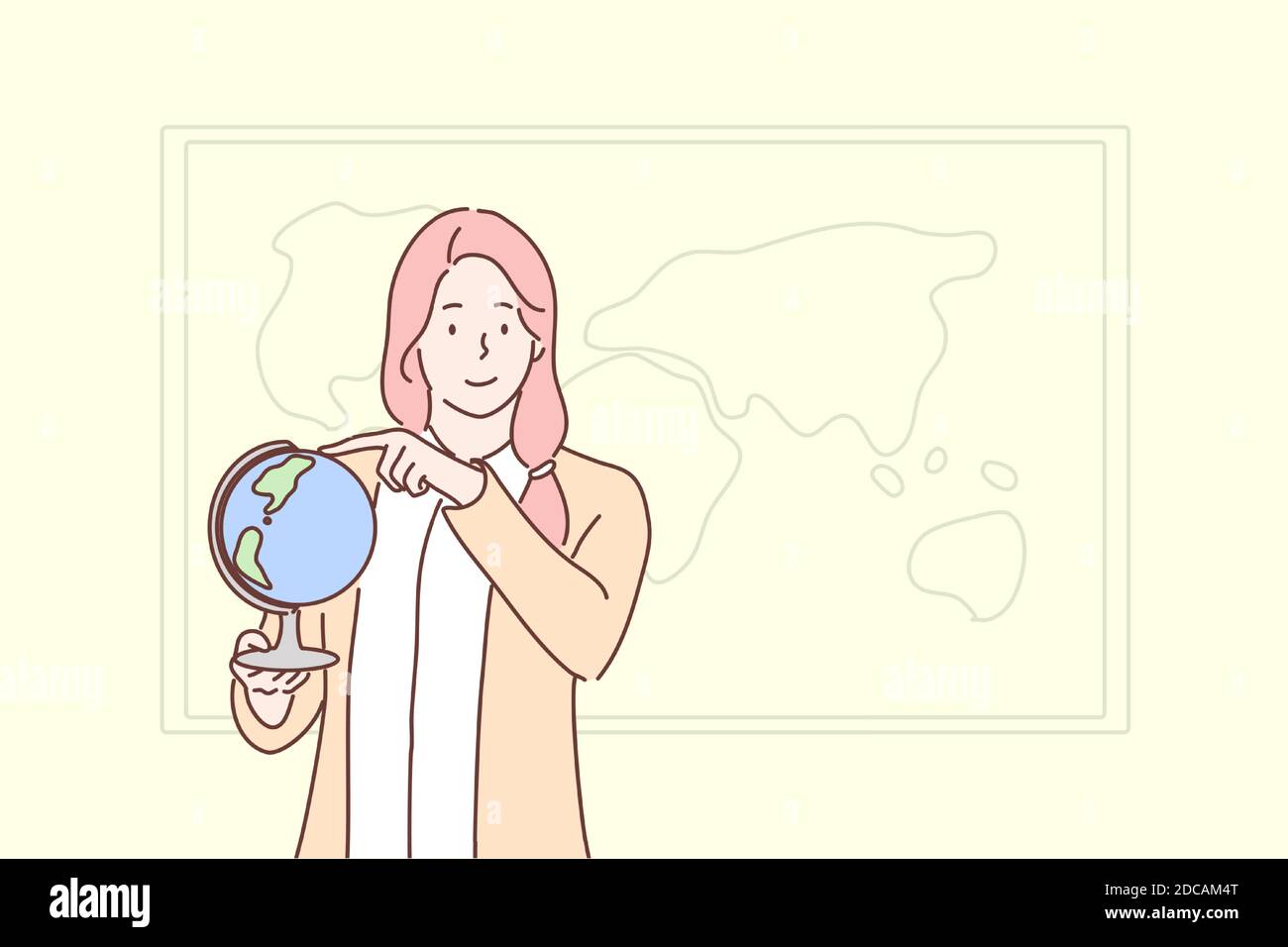 Education, teaching, geography concept. Young woman girl teacher ...