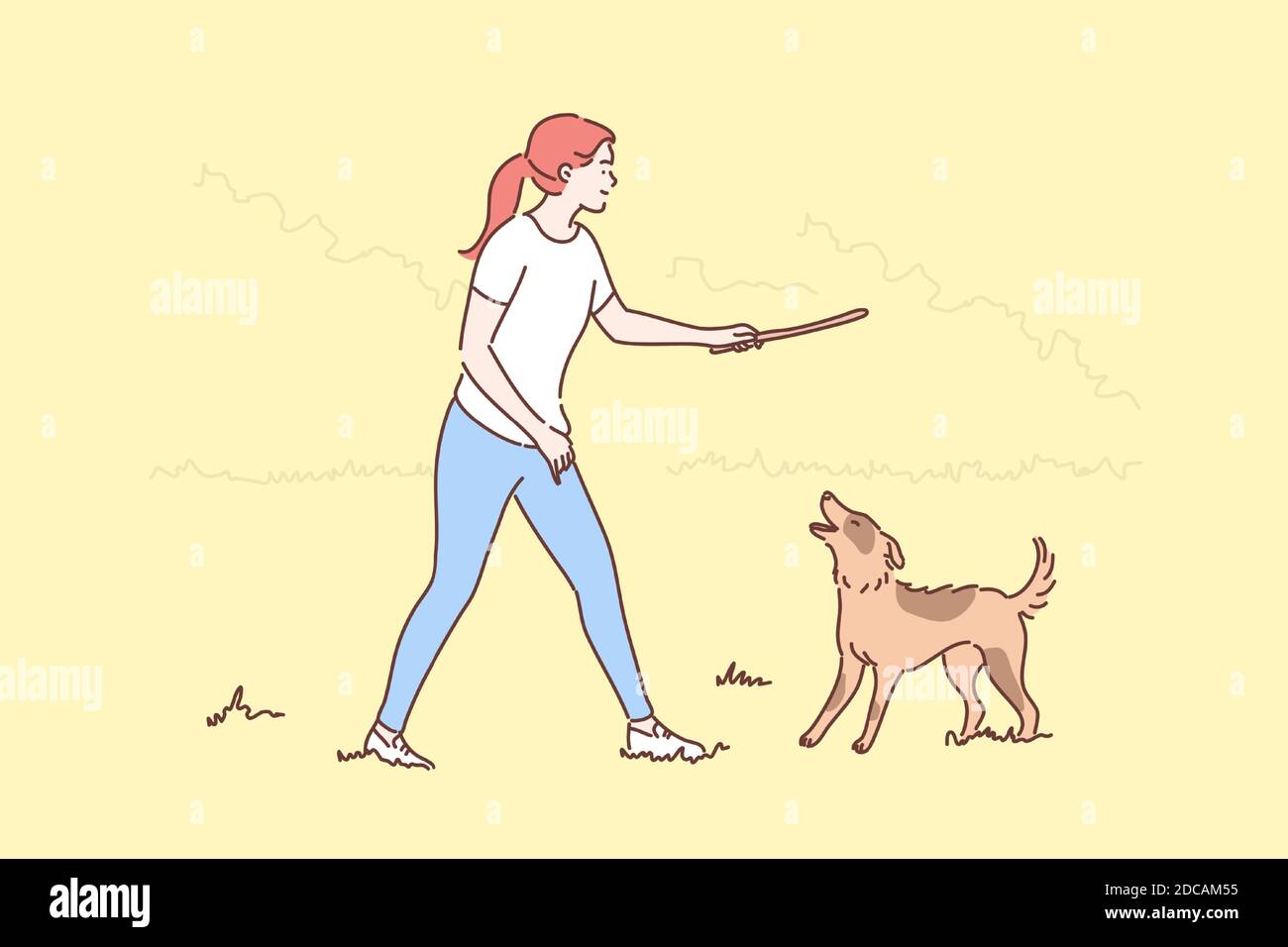 Throwing Stick For Dog Stock Vector Images - Alamy