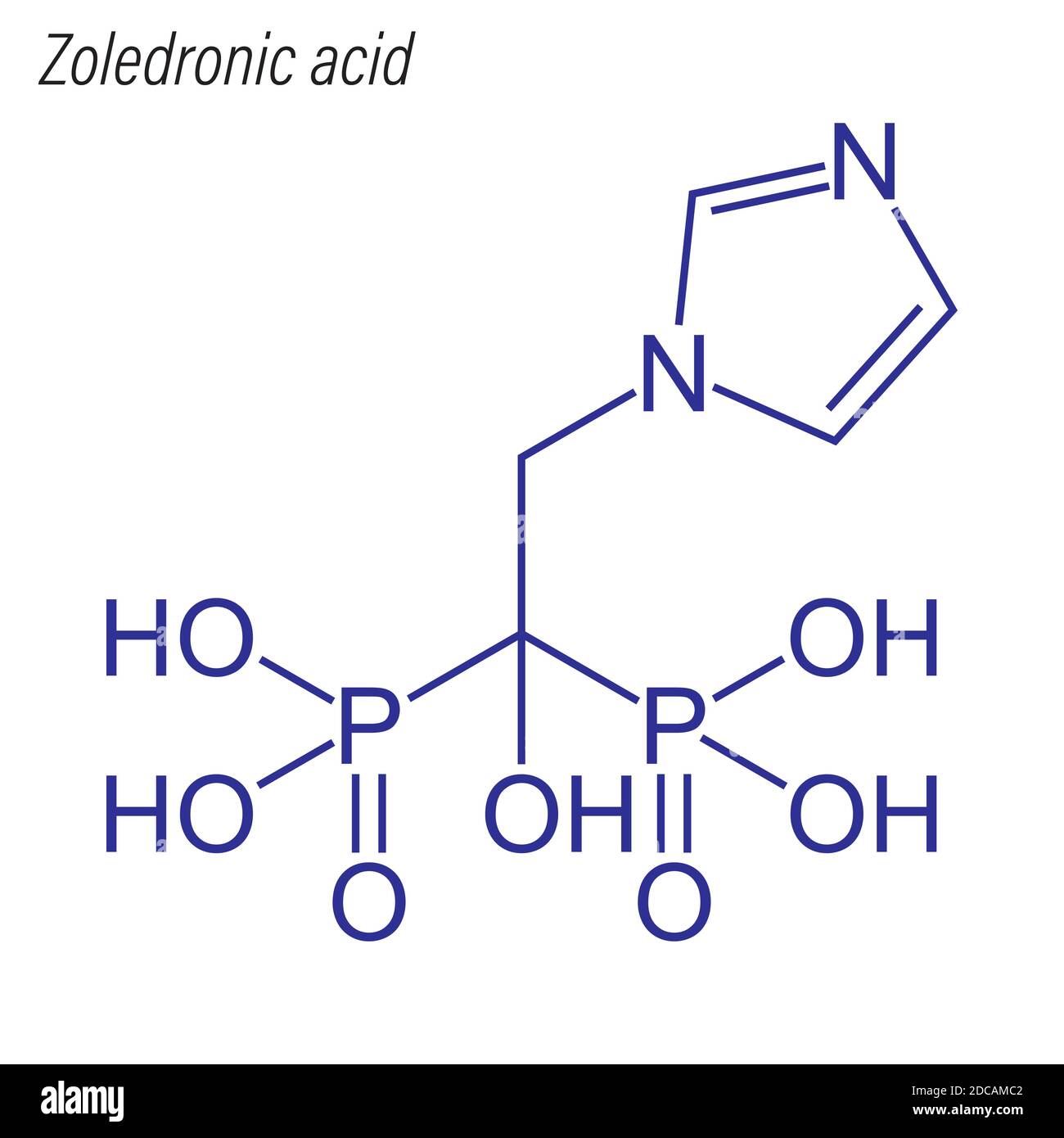 Skeletal formula of Zoledronic acid. Drug chemical molecule Stock ...