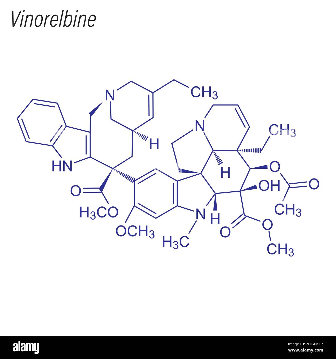 Skeletal formula of Vinorelbine. Drug chemical molecule Stock Vector ...
