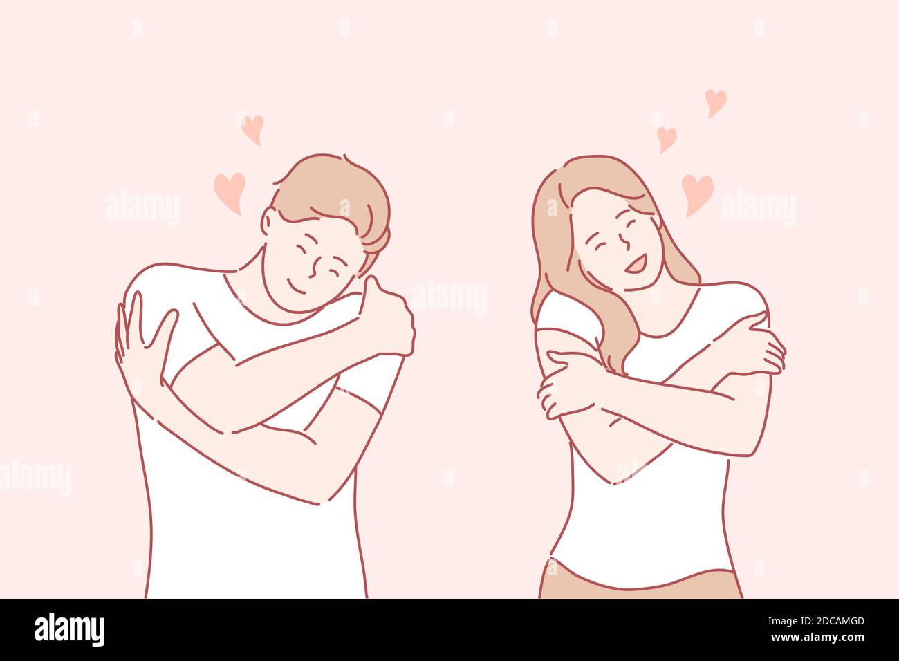 Care, embrace, couple concept. Young happy loving happy man woman boy ...