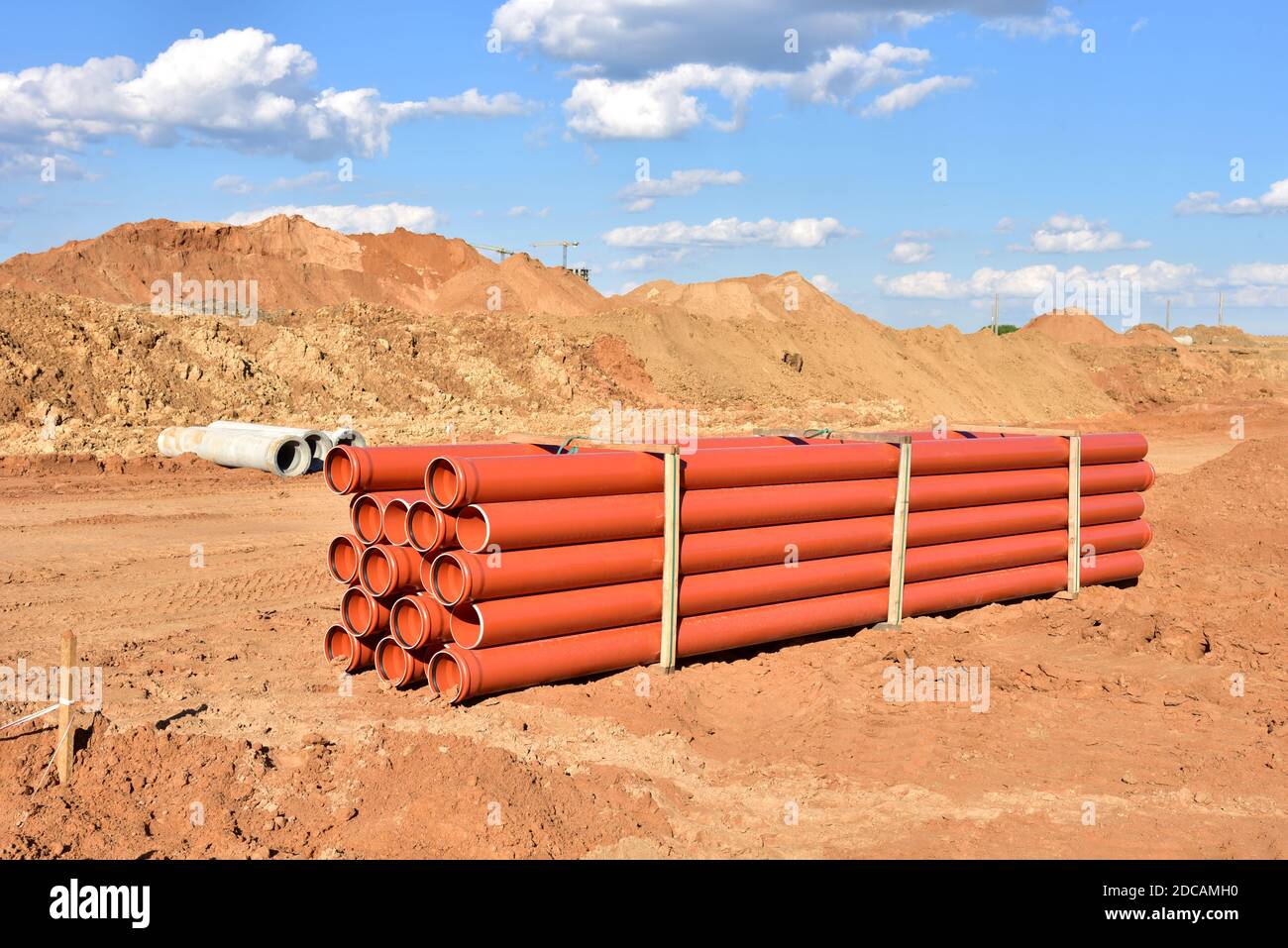 Plastic sewer pipes for laying an external sewage system at a ...