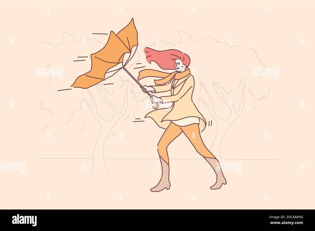 Windy day people Stock Vector Images - Alamy