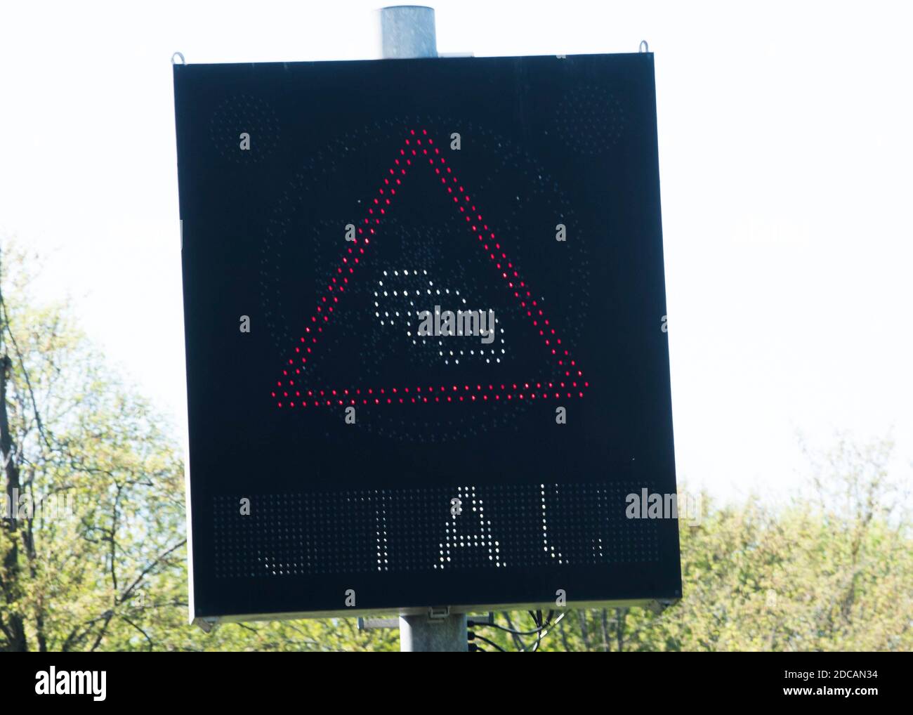 a traffic congestion warning road sign standing on the street Stock ...