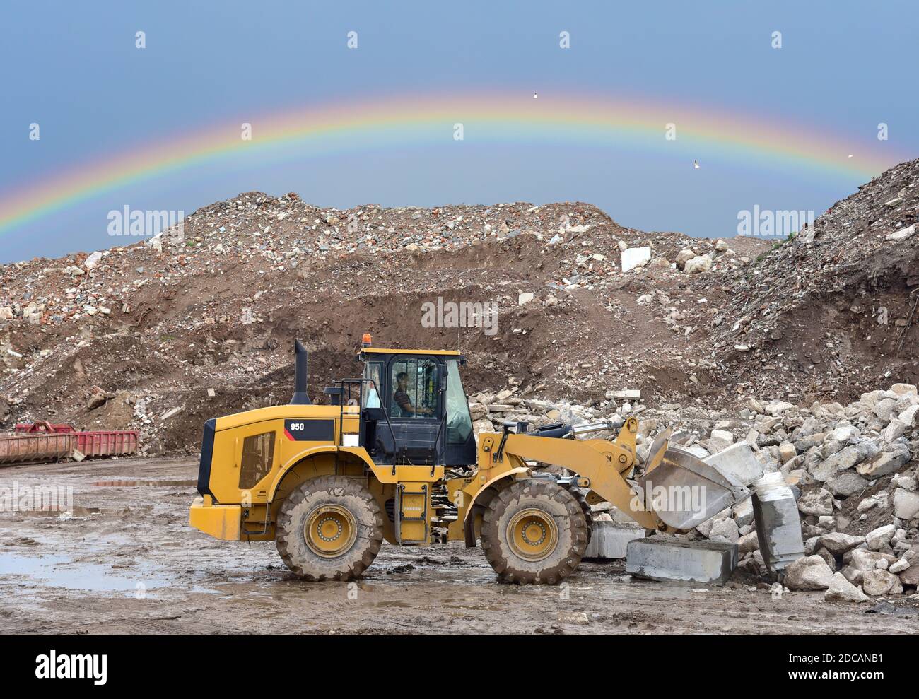 sunset, backhoe, bulldozer, concrete, concrete waste, construction ...
