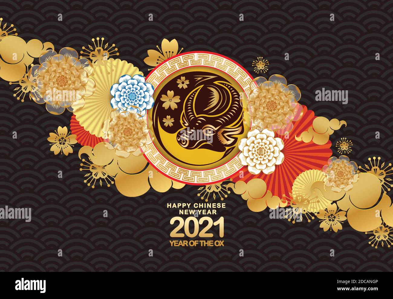 Happy new year 2021 of the ox. Zodiac sign for greetings card ...