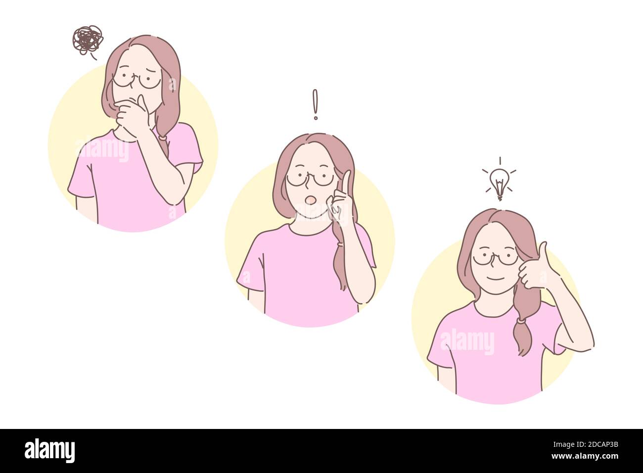 Thinking, idea, brainstorm, like set concept. Young child is thinking ...