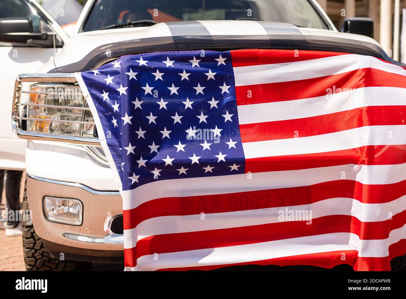 US flag on car trunk Stock Photo - Alamy
