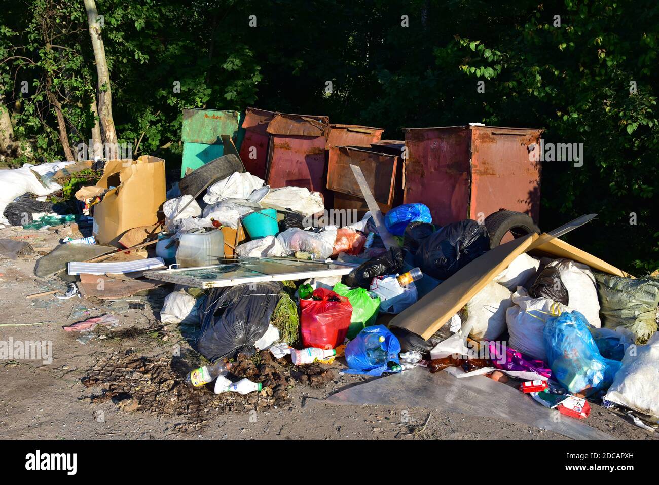 A large number of accumulated plastic bags and plastic packaging of ...