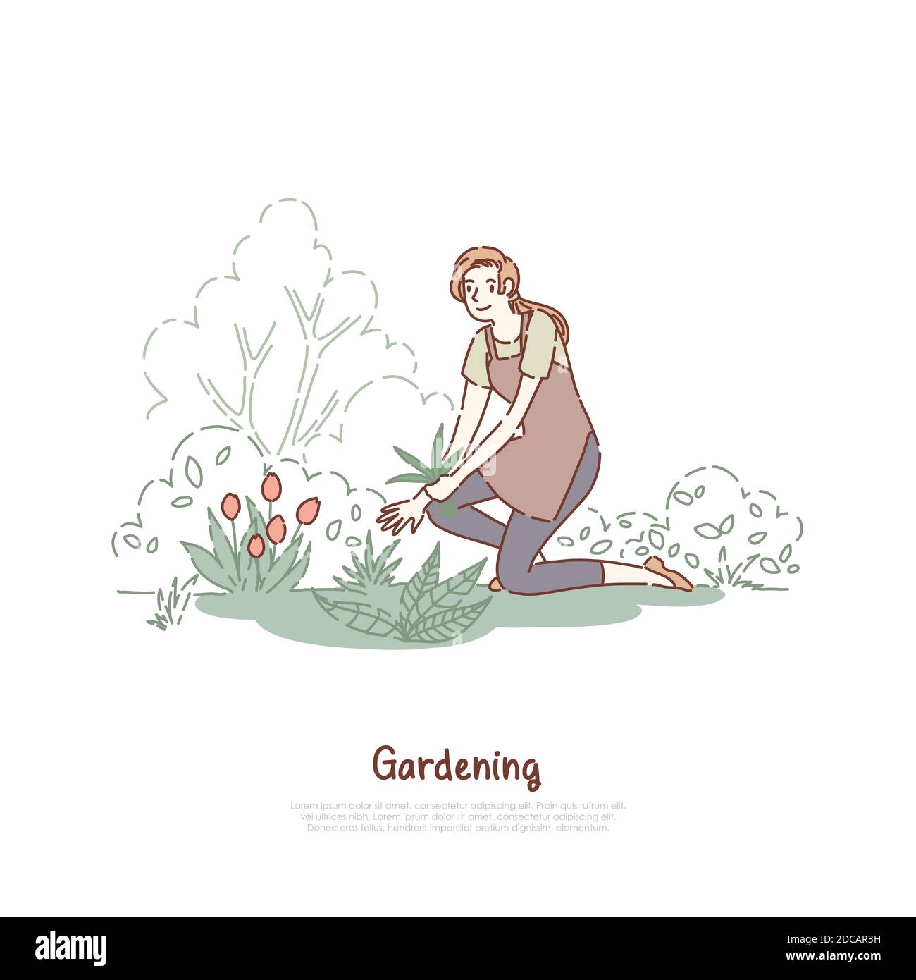 Lady gardening background Stock Vector Images - Alamy