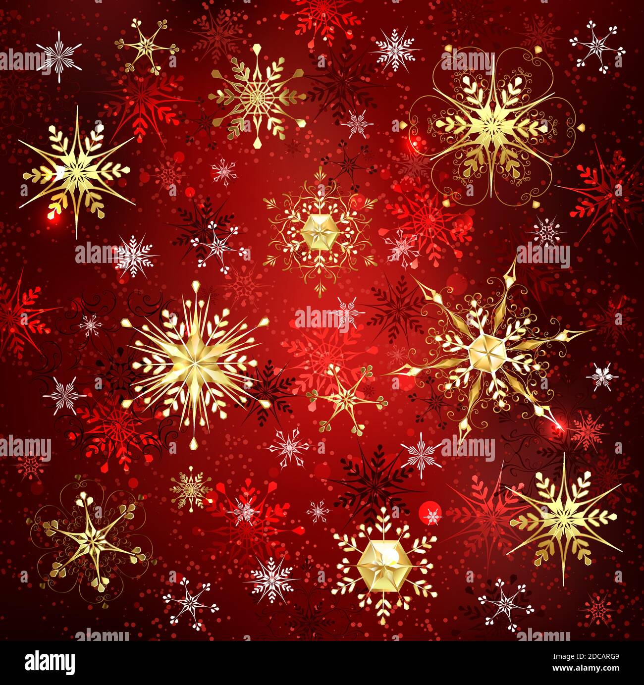 Red And Gold Snowflakes Wallpaper