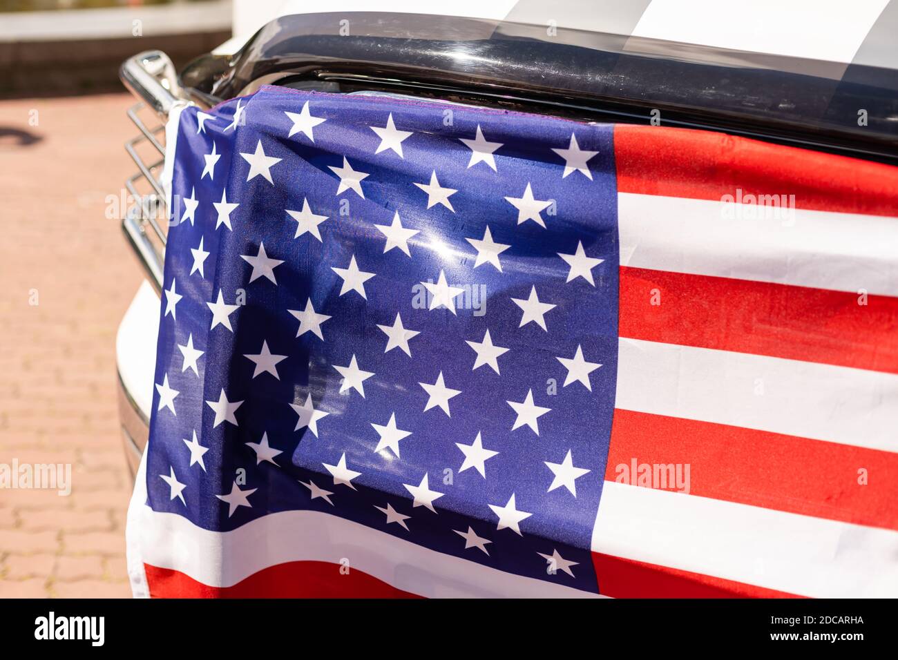 US flag on car trunk Stock Photo - Alamy