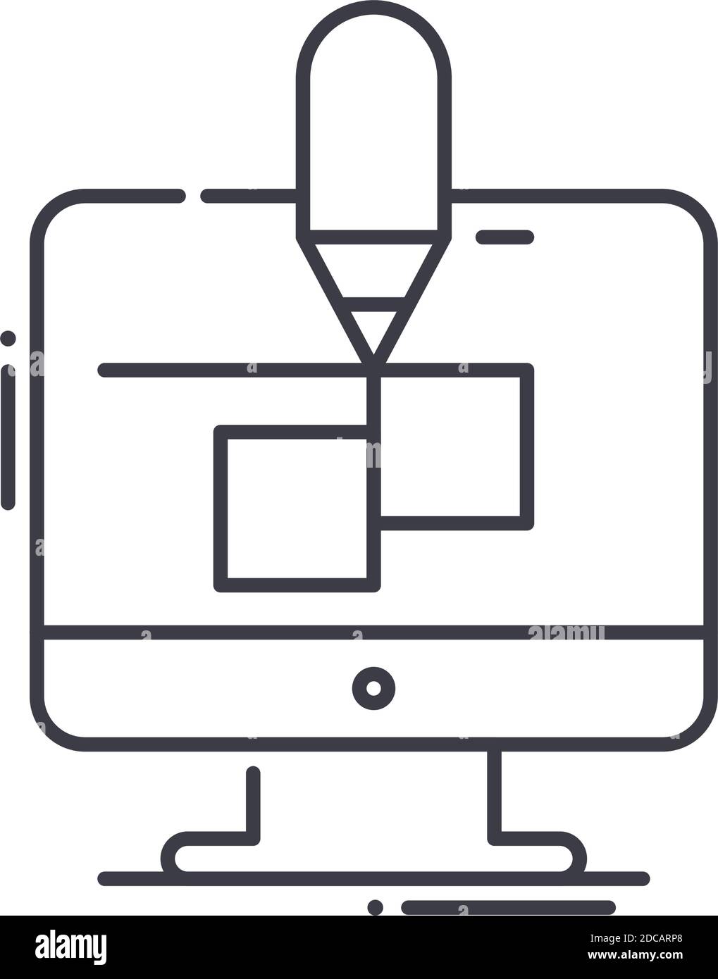 Digital design icon, linear isolated illustration, thin line vector ...
