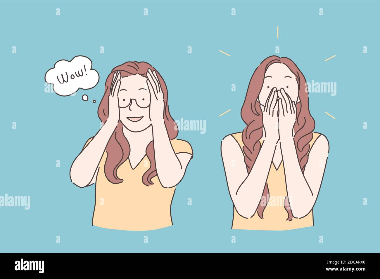 Emotional reaction, amazement expression, wonderstruck concept. Young ...