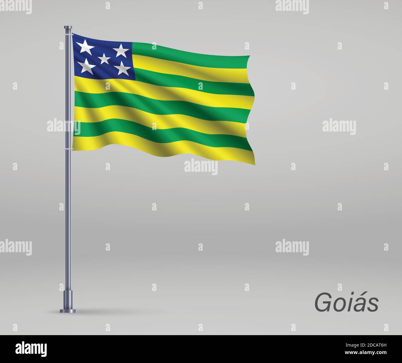 Waving flag of Goias - state of Brazil on flagpole. Template for ...