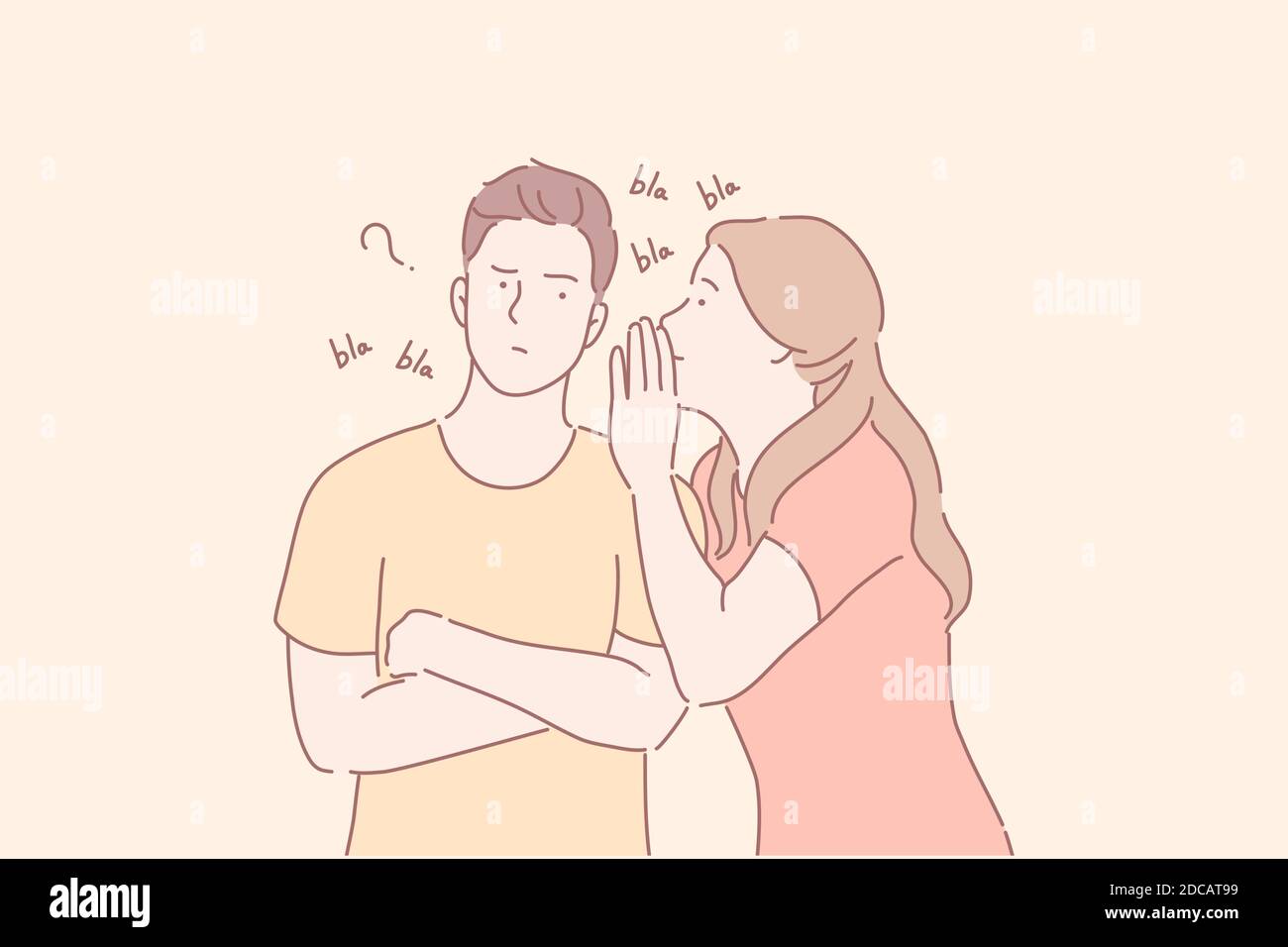 Spreading rumours, gossiping, sharing secrets concept. Young girl ...