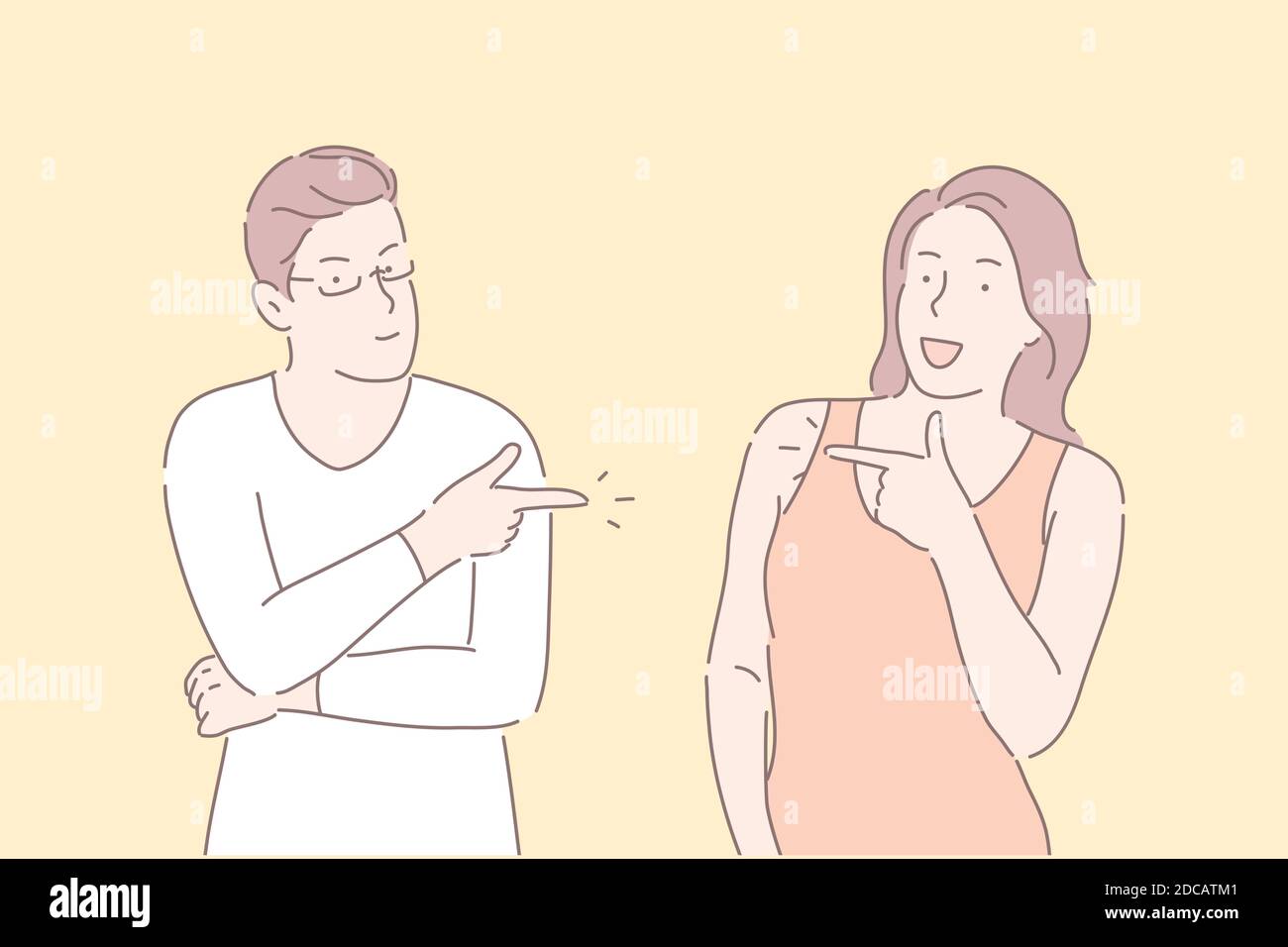 Best friends, cheerful students, support gestures concept. Smiling ...