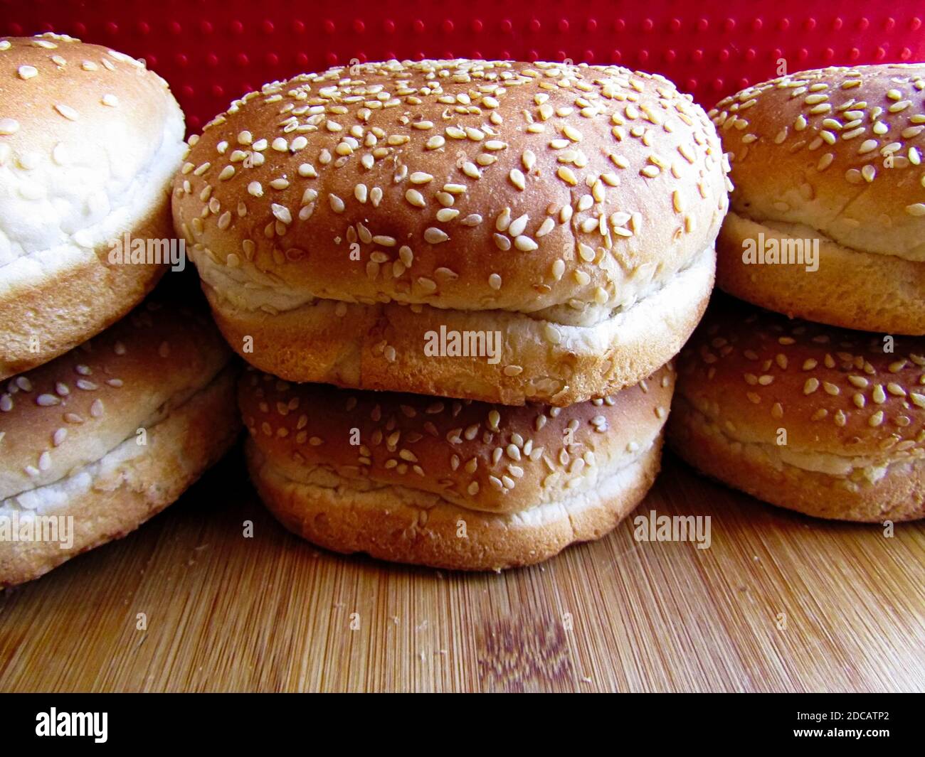 Bread Buns on kitchen board Stock Photo - Alamy