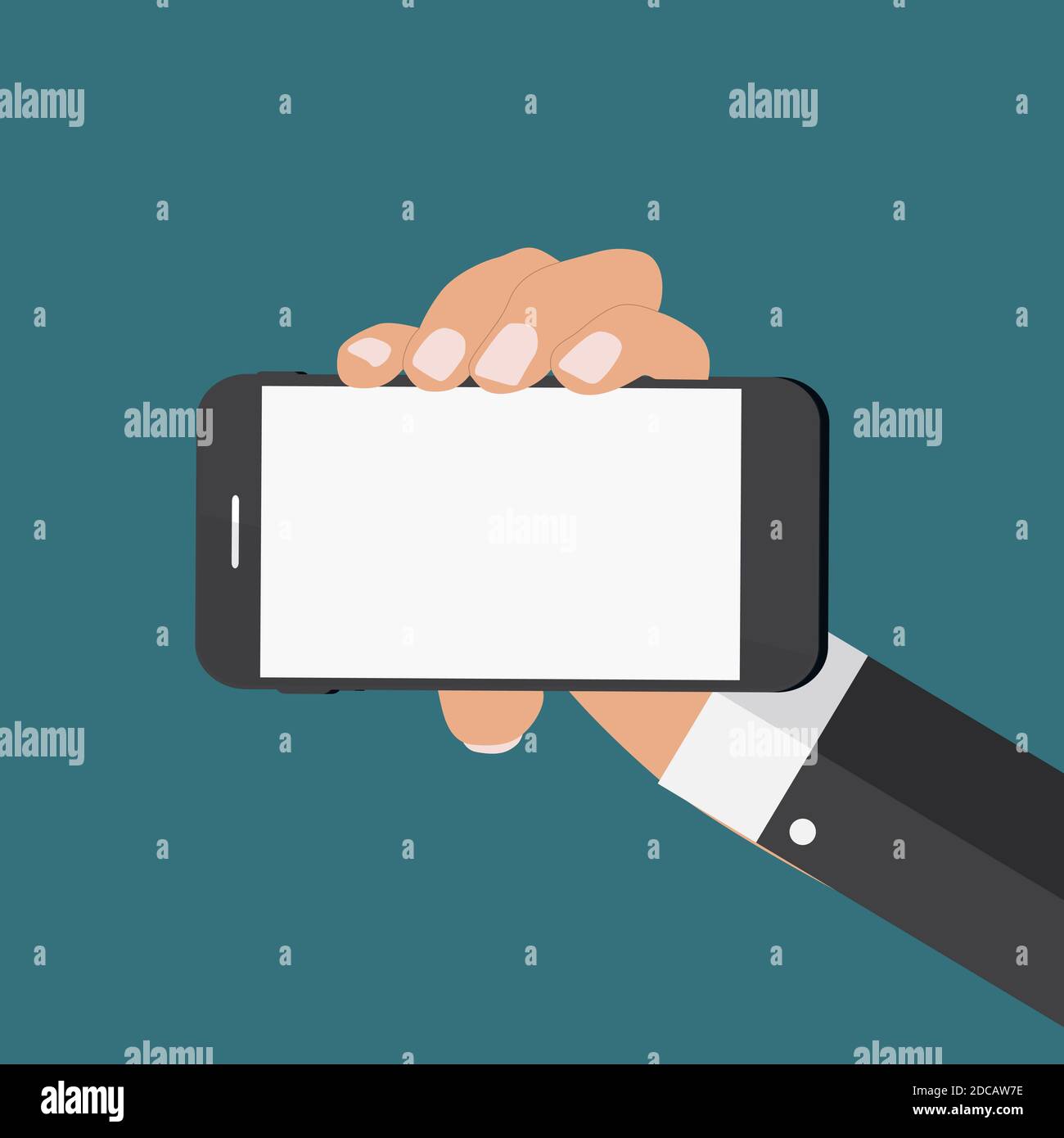 Hand with Abstract Mobile Phone Template in Modern Flat Style ...