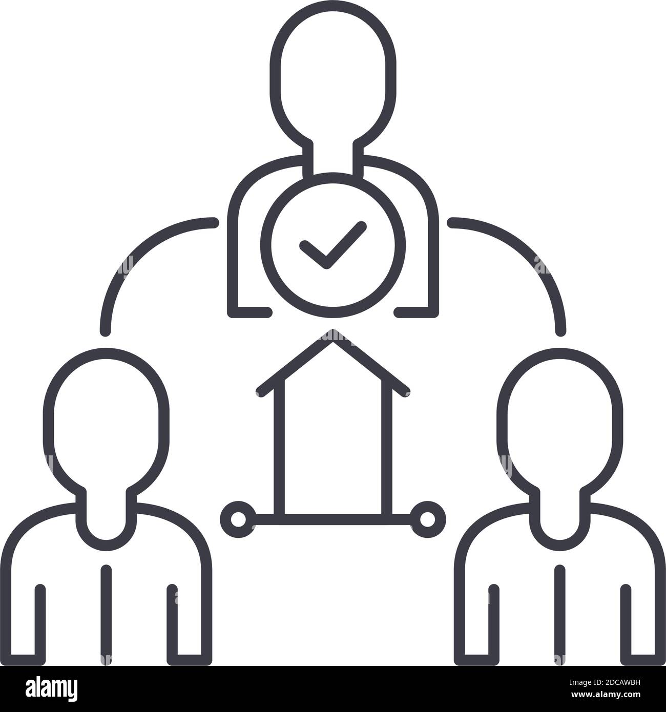 Delegating tasks icon, linear isolated illustration, thin line vector ...