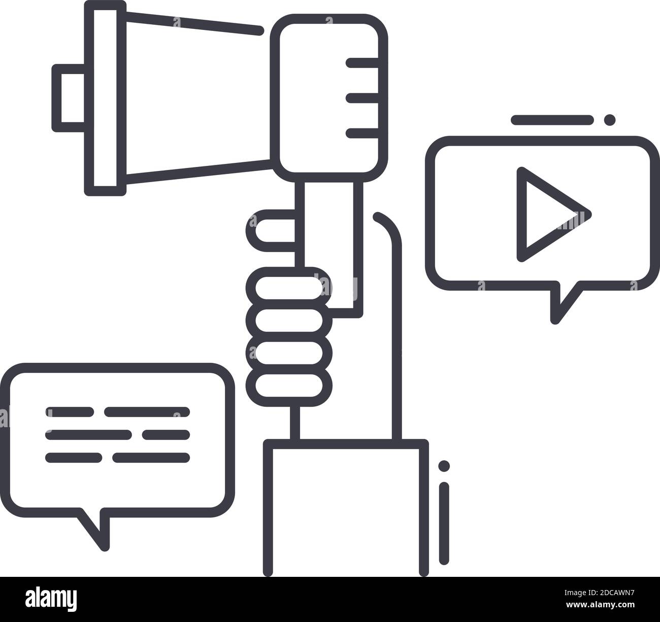 Digital content marketing icon, linear isolated illustration, thin line ...