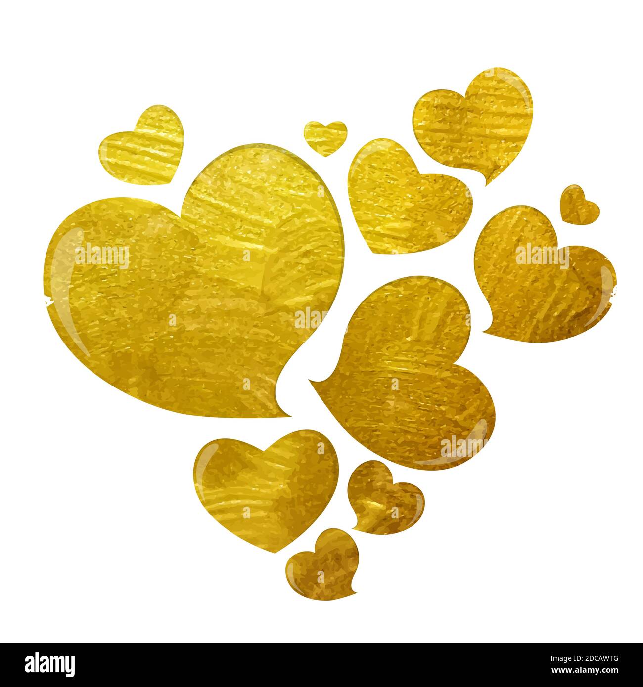 Golden Grunge Love Heart. Isolated on white background. Illustration ...