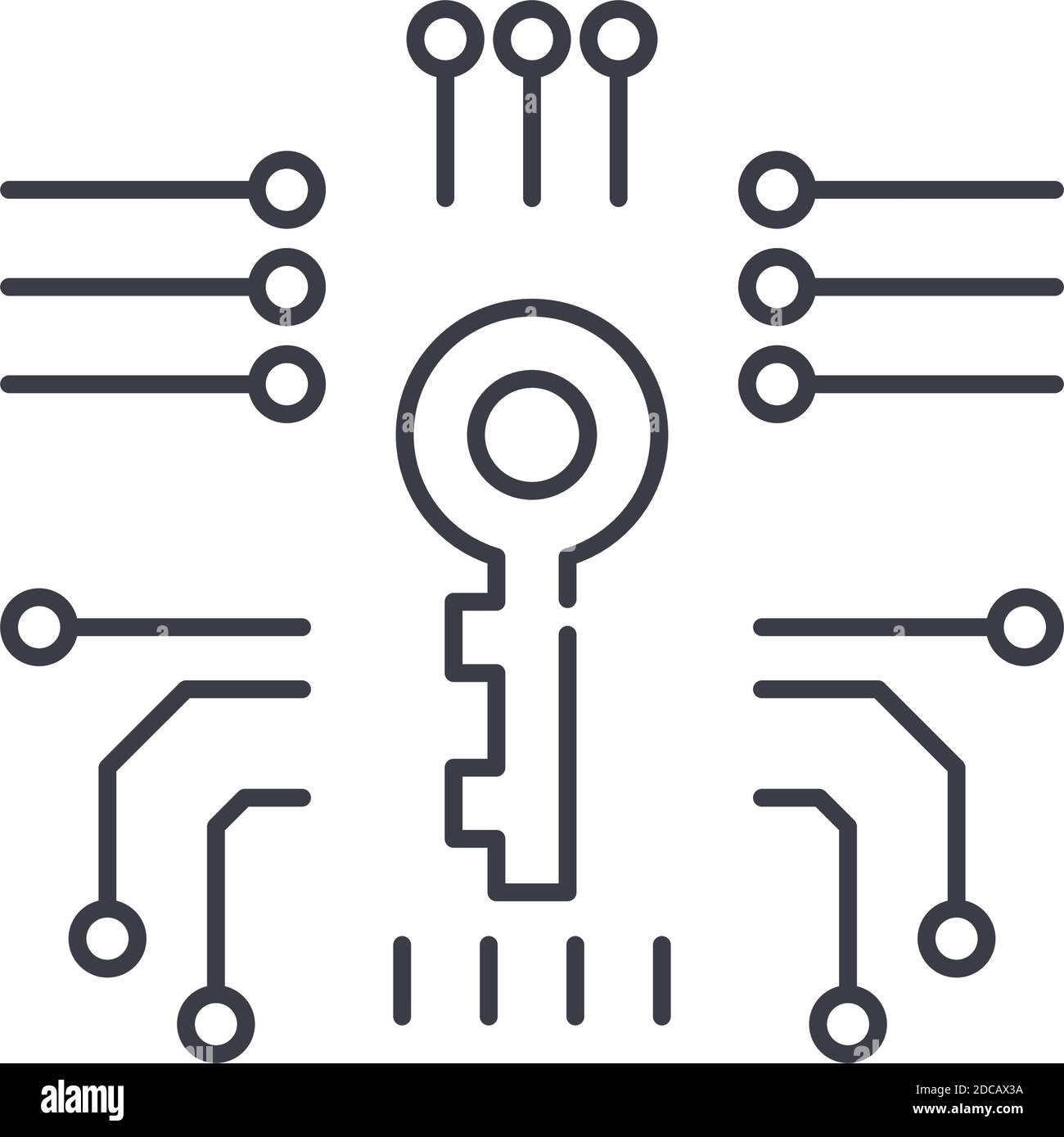 Digital key icon, linear isolated illustration, thin line vector, web ...
