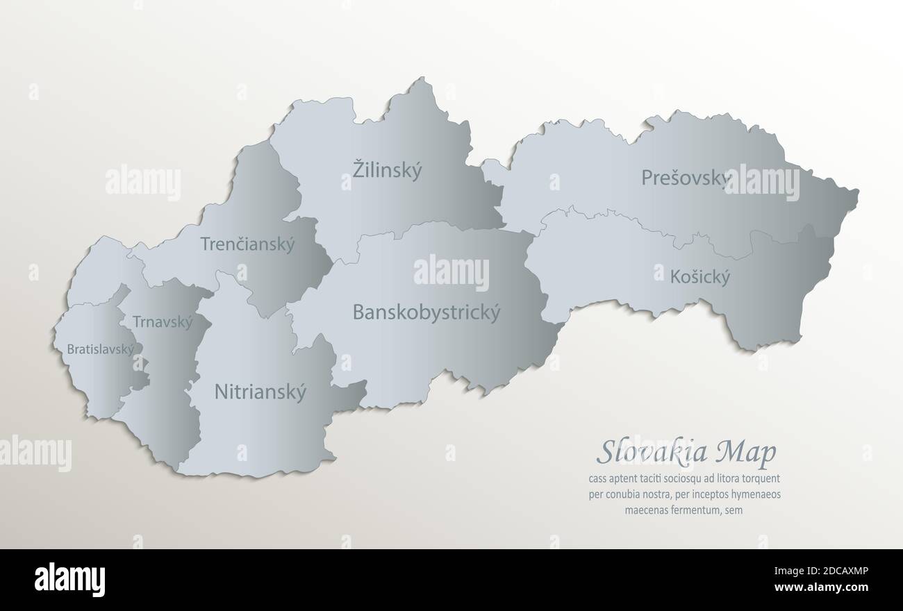 Slovakia map, administrative division with names Slovak Republic, white ...