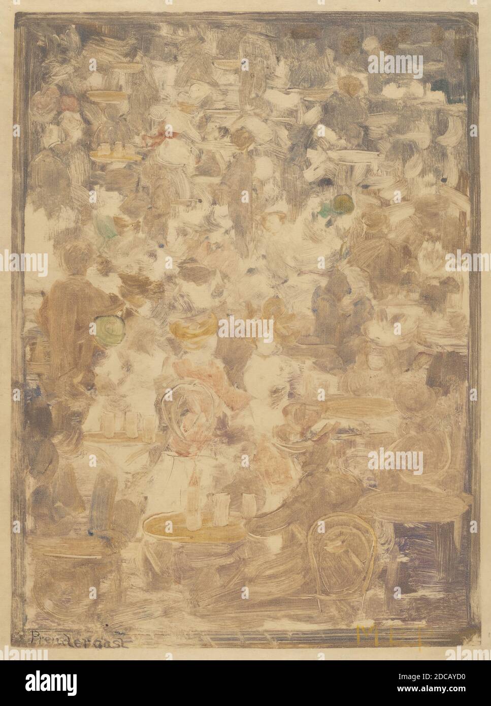 Maurice Prendergast, (artist), American, 1858 - 1924, Outdoor Cafe ...