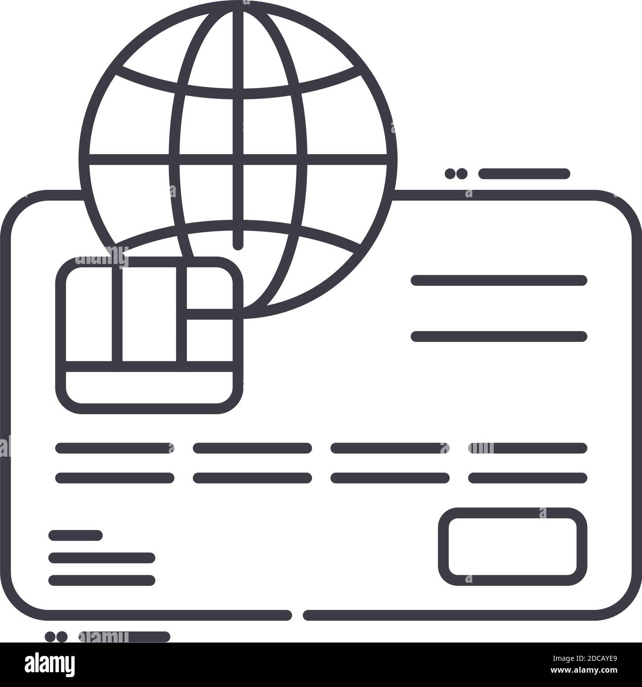 Debit card icon, linear isolated illustration, thin line vector, web ...