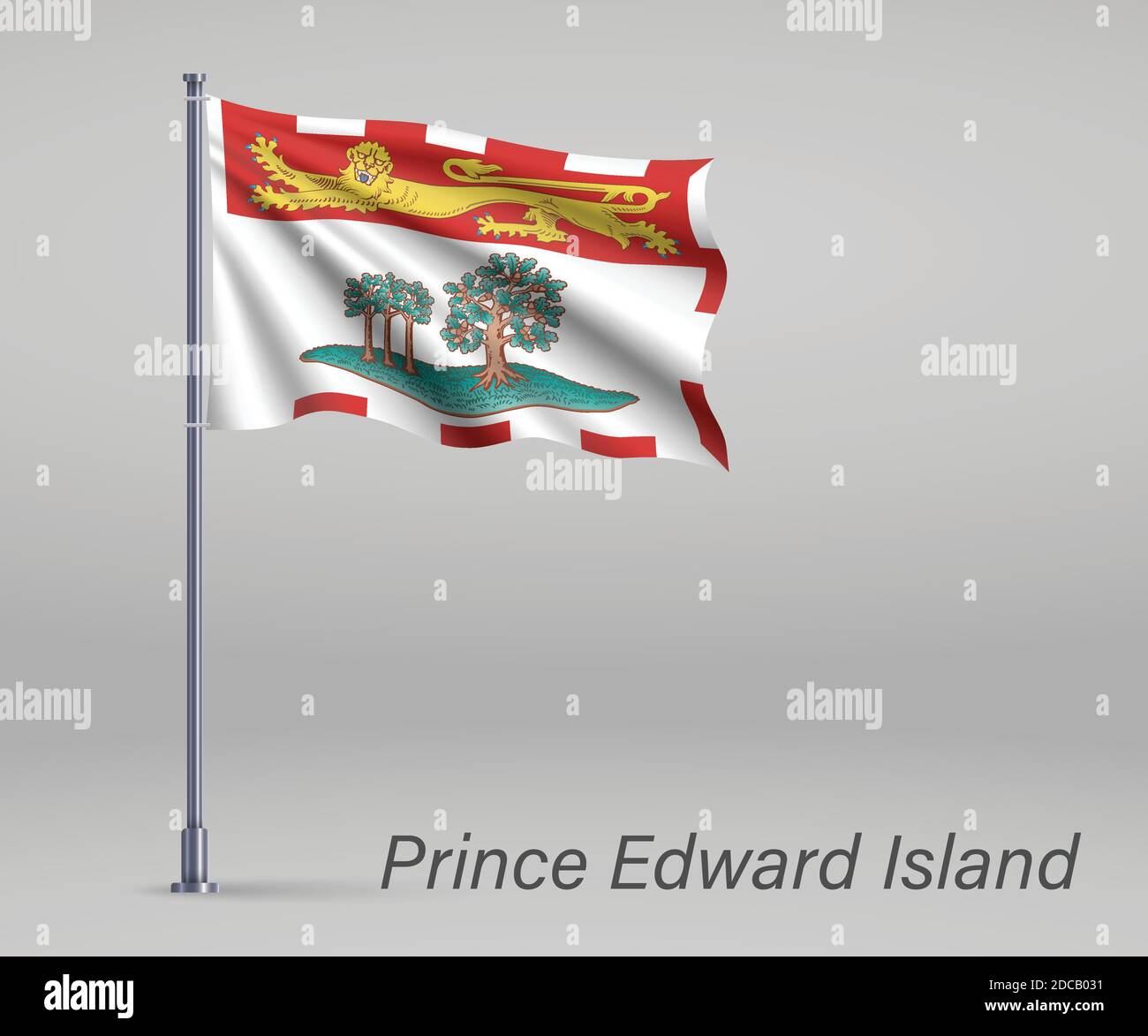 Waving flag of Prince Edward Island - province of Canada on flagpole ...